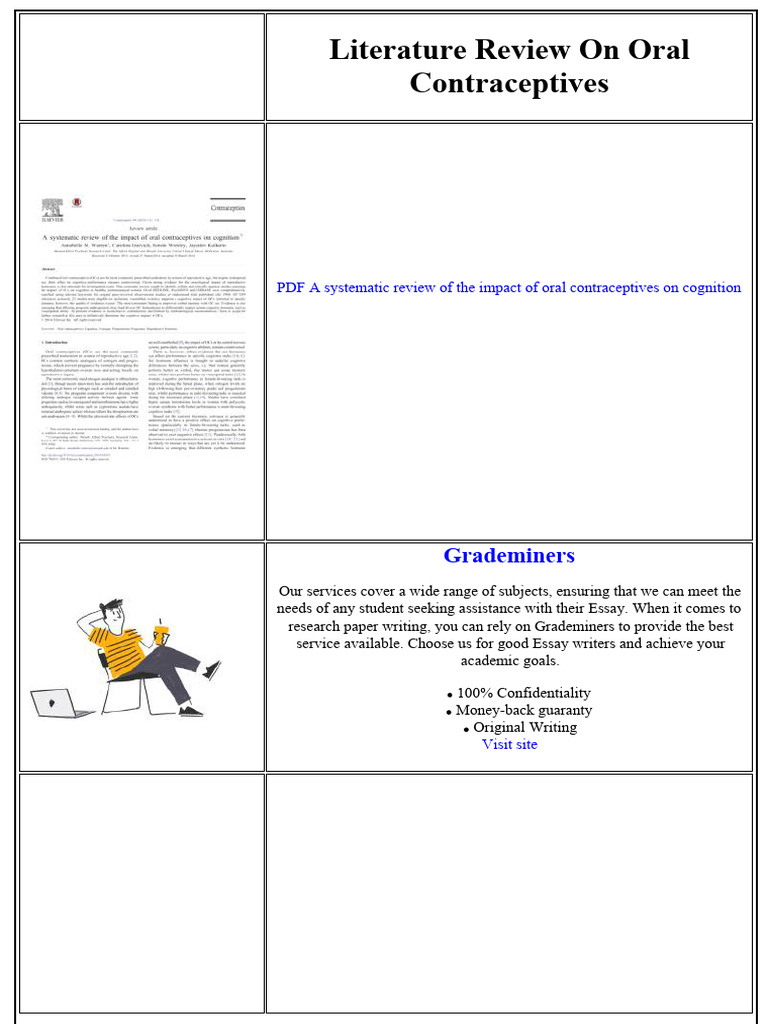 Literature Review On Oral Contraceptives | PDF | Combined Oral ...
