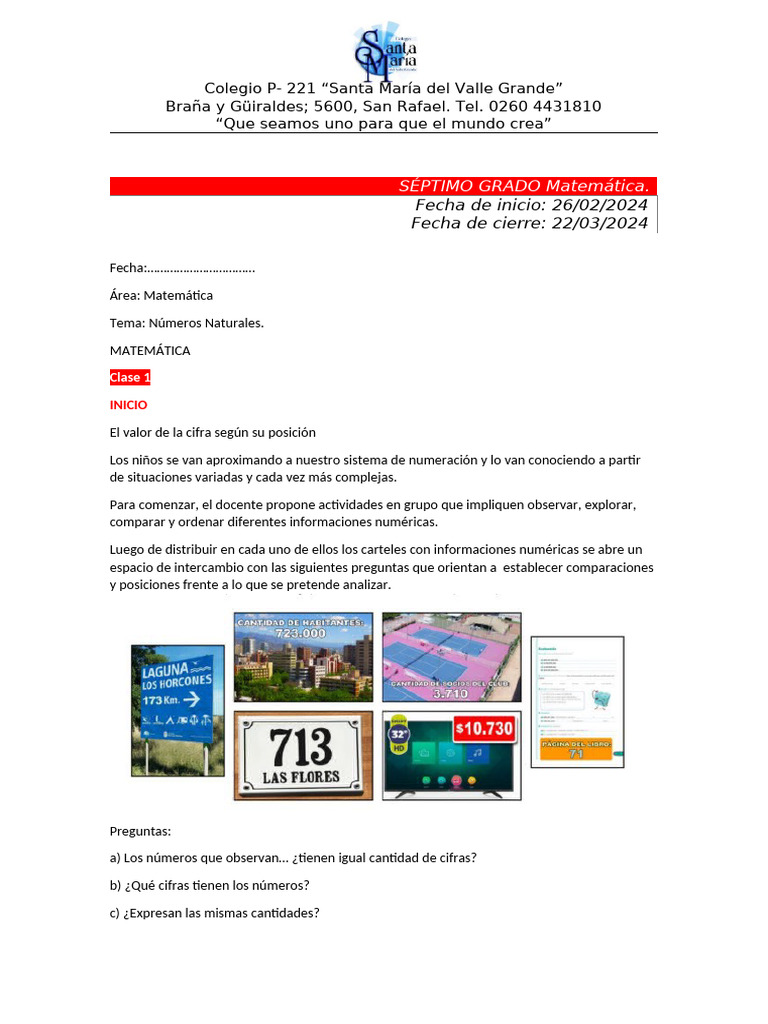 SÉPTIMO GRADO Matemática | PDF | Matemáticas | Aritmética