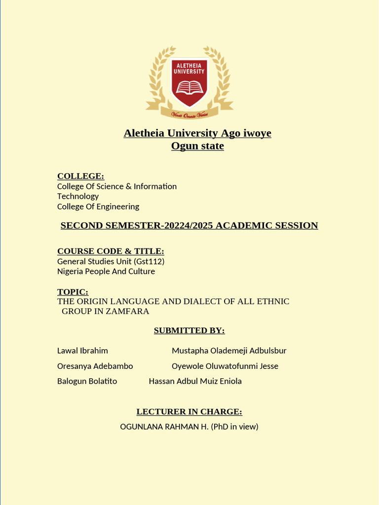 Zamfara Group Project-1 | PDF