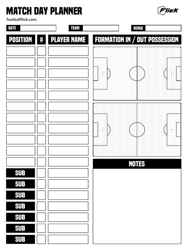 Match Day Planner for Football Teams | PDF