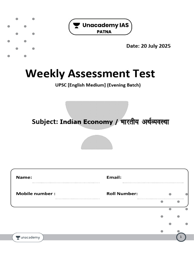 UPSC Question Paper PRELIMS PTN Indian Economy English Evening Batch | PDF