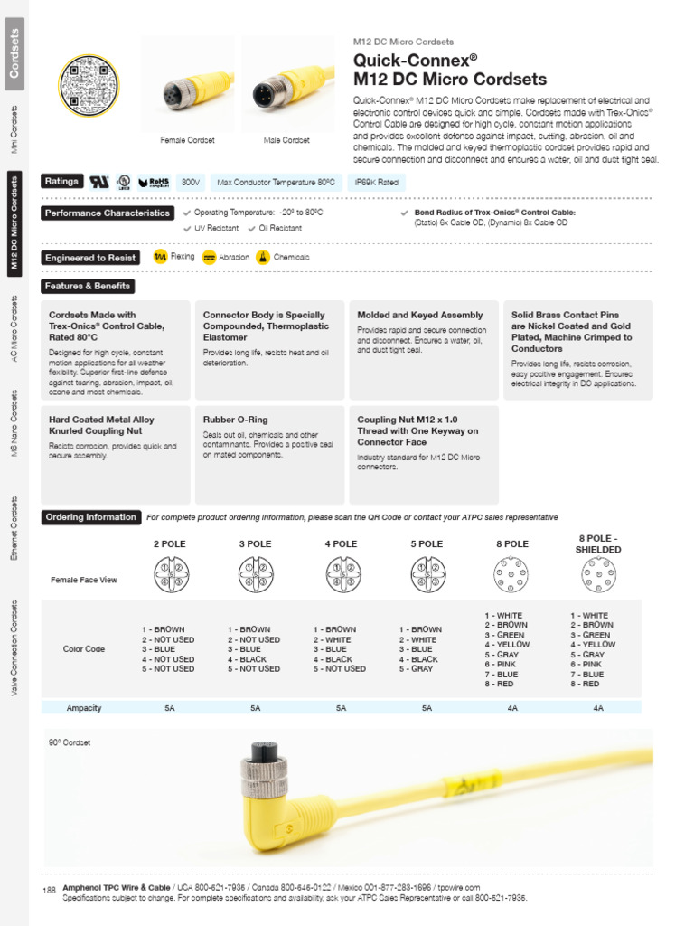 M12 DC Micro Cordsets Overview | PDF | Electrical Connector | Materials