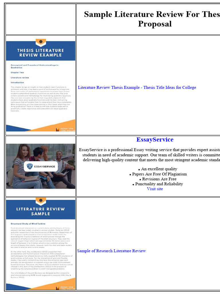 Sample Literature Review For Thesis Proposal | PDF | Thesis ...