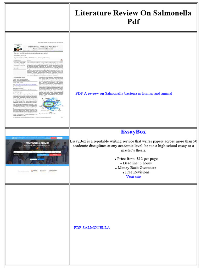Literature Review On Salmonella PDF | PDF | Salmonella | Infection
