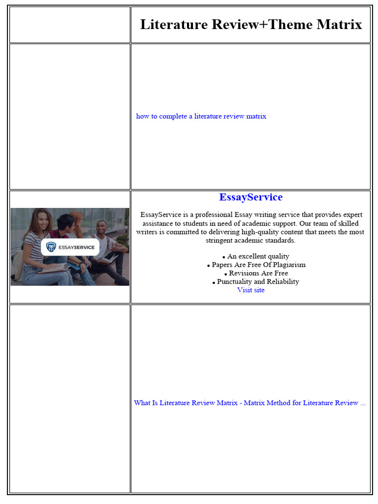 Literature Review+Theme Matrix | PDF | Essays | Internet
