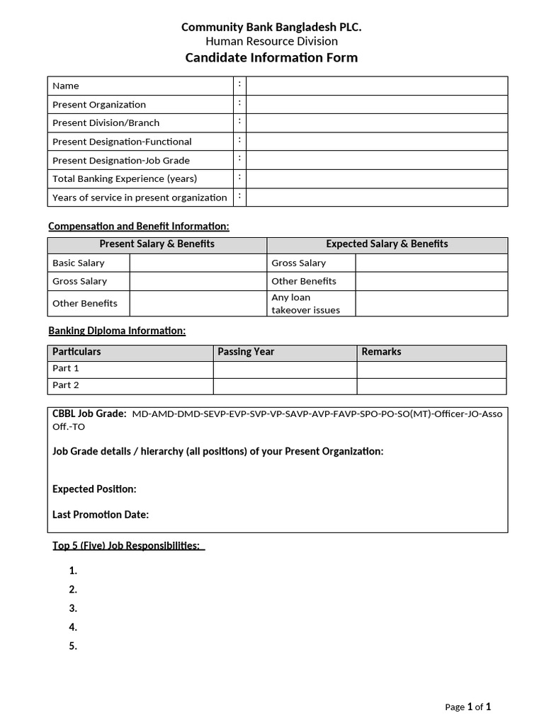 Annexure - A Candidate Information Form | PDF