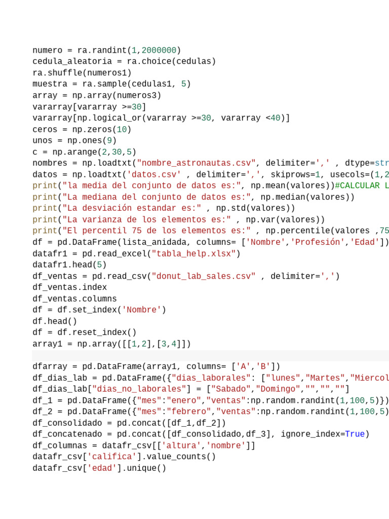 Libro de Formulas Python y Librerías | PDF