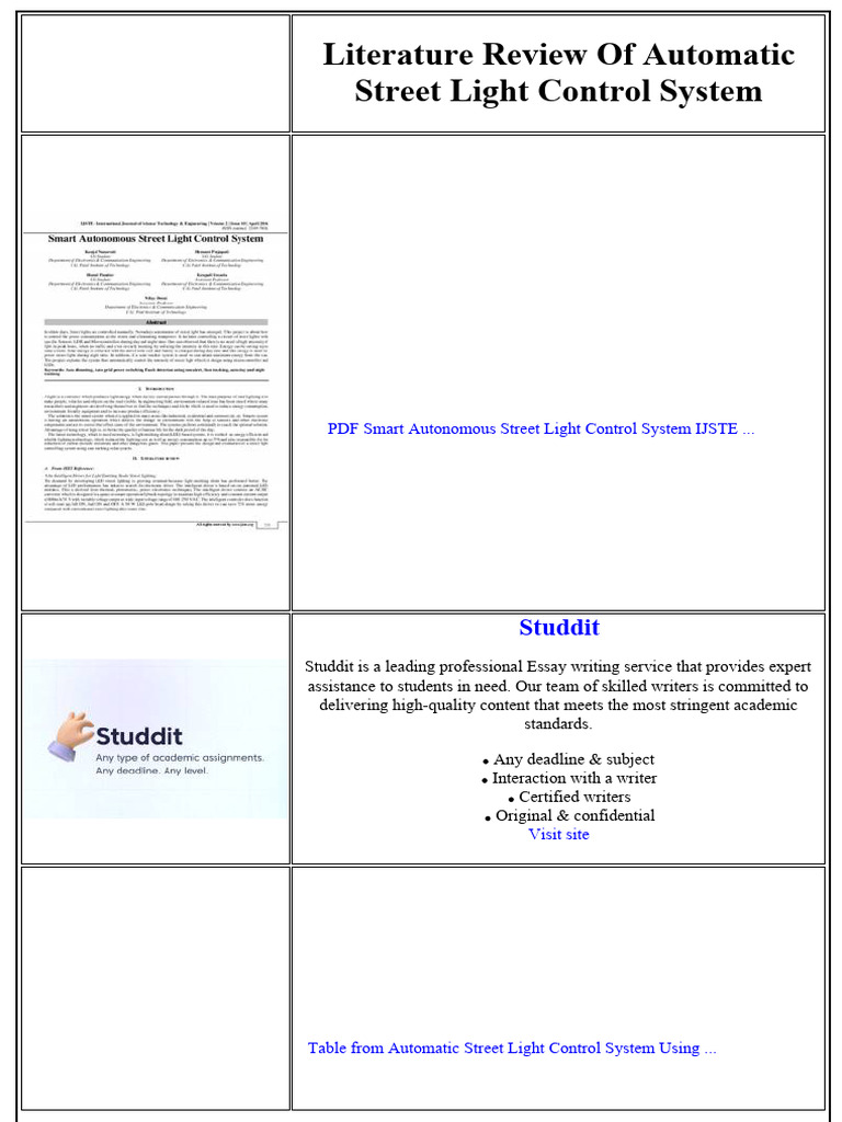 Literature Review of Automatic Street Light Control System | PDF ...