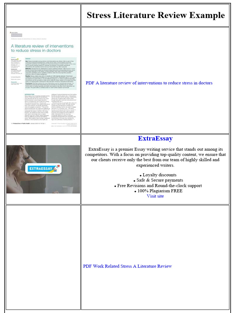 Stress Literature Review Example | PDF | Stress Management | Stress ...