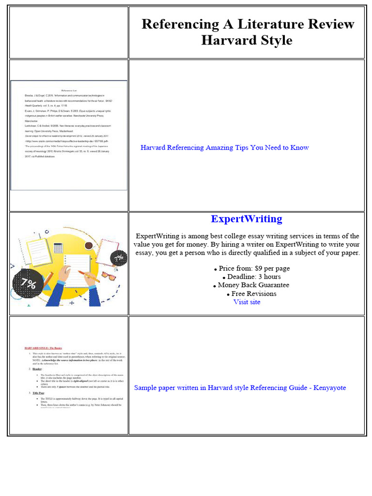 Referencing A Literature Review Harvard Style | PDF | Citation | Essays