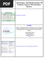 Advantages and Disadvantages of Primary Sources of Literature Review | PDF