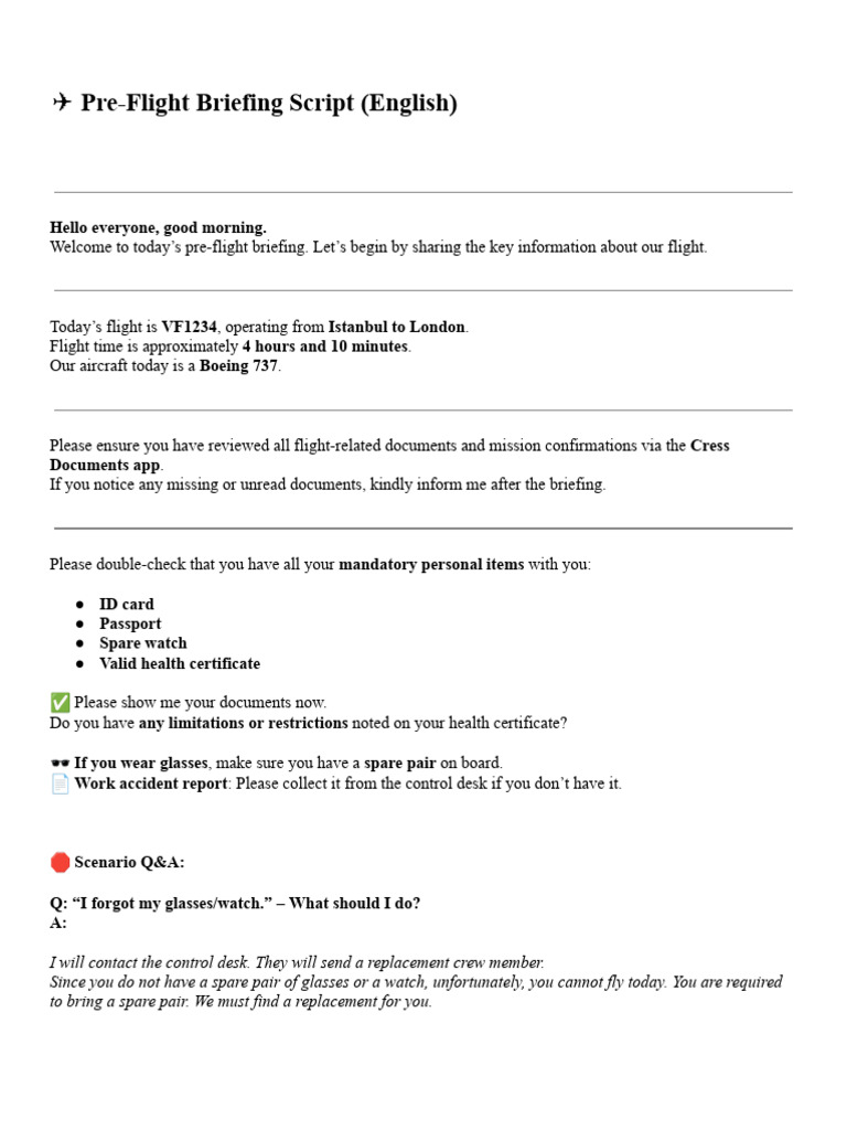 Güncellenmiş Briefing | PDF | Aviation | Aircraft