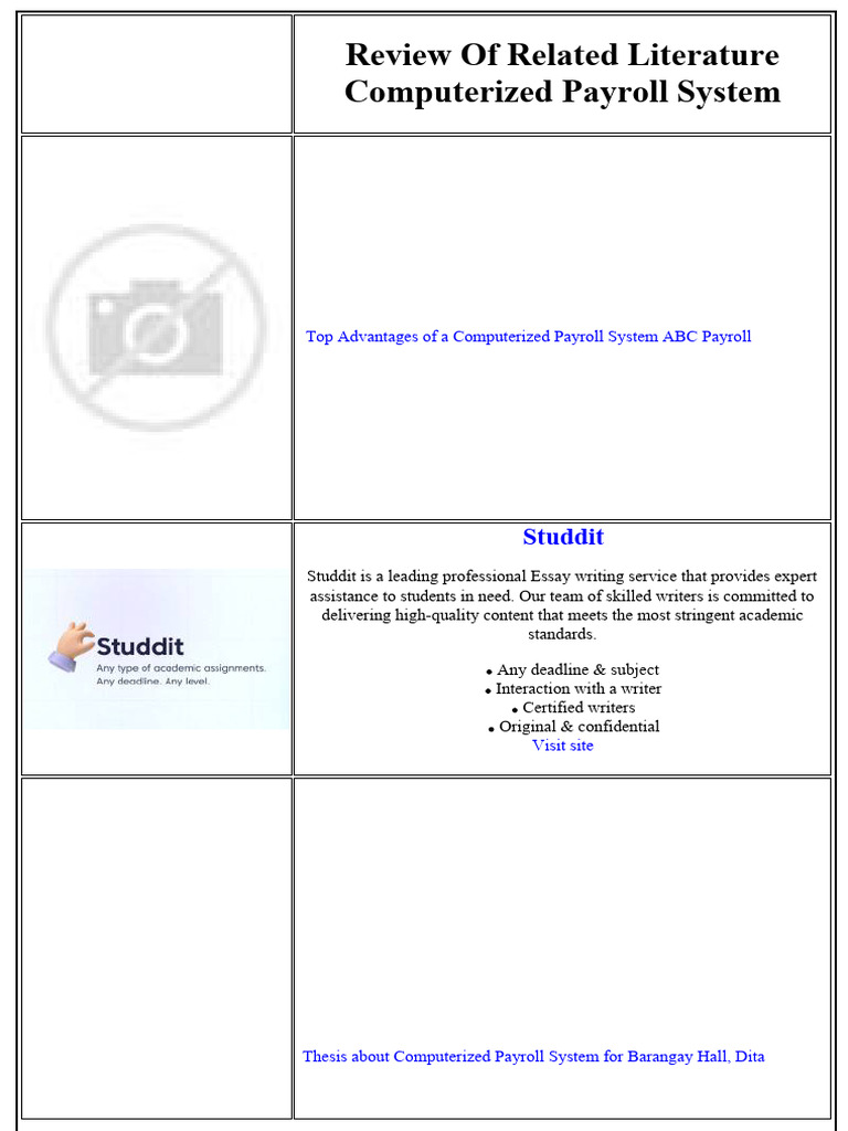 Review of Related Literature Computerized Payroll System | PDF | Payroll | Paycheck