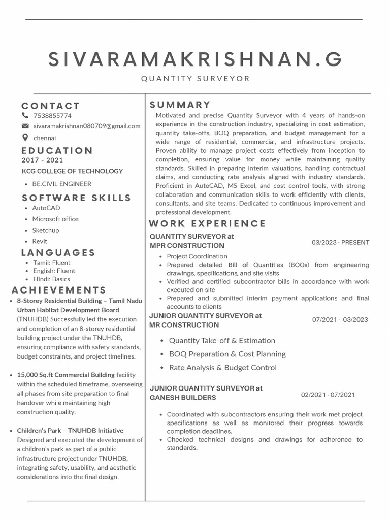 Minimalist White and Grey Professional Resume | PDF