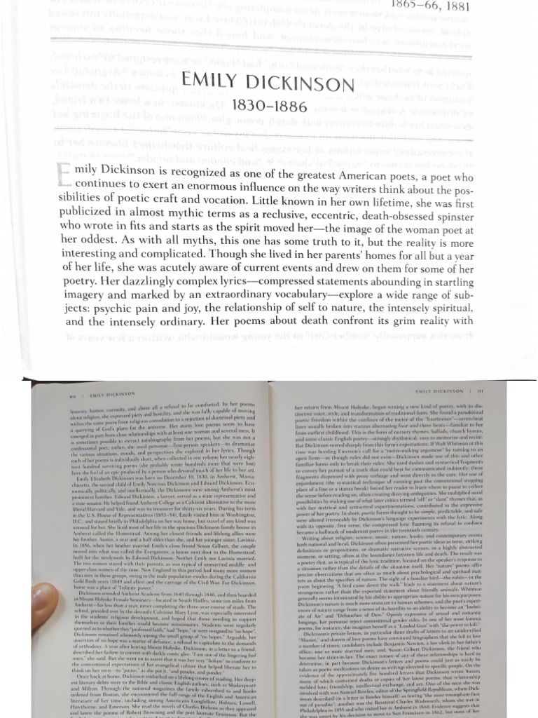 Emily Dickinson Minibio and Poems | PDF