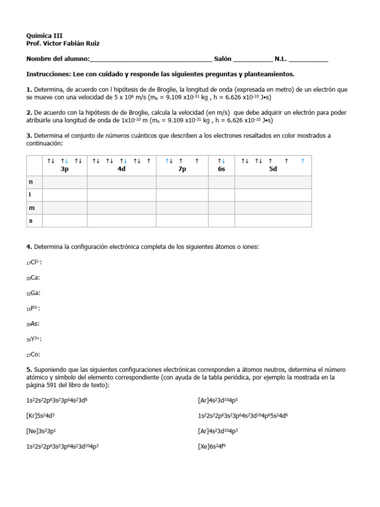 Ejercicios config elec p3 | PDF | Configuración electronica | Mecánica ...