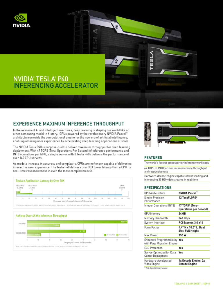 Tesla P40 Datasheet NV Final Letter Web | PDF | Graphics Processing ...