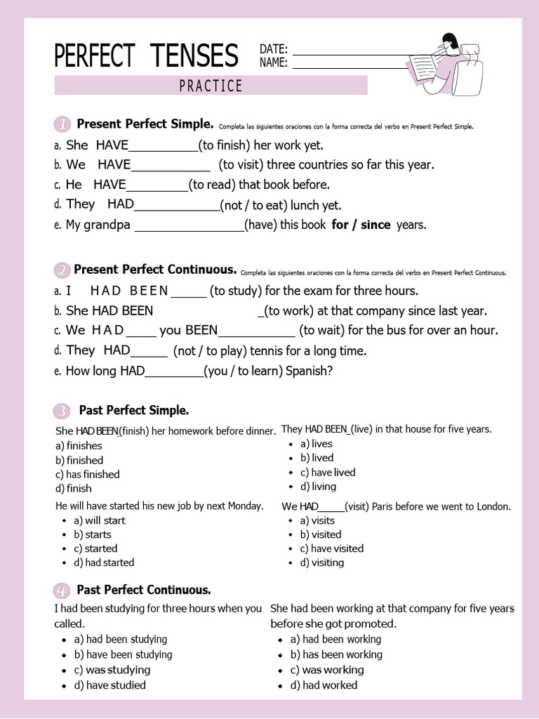 Tiempos Perfectos. Practice... | PDF | Semantics | Language Mechanics