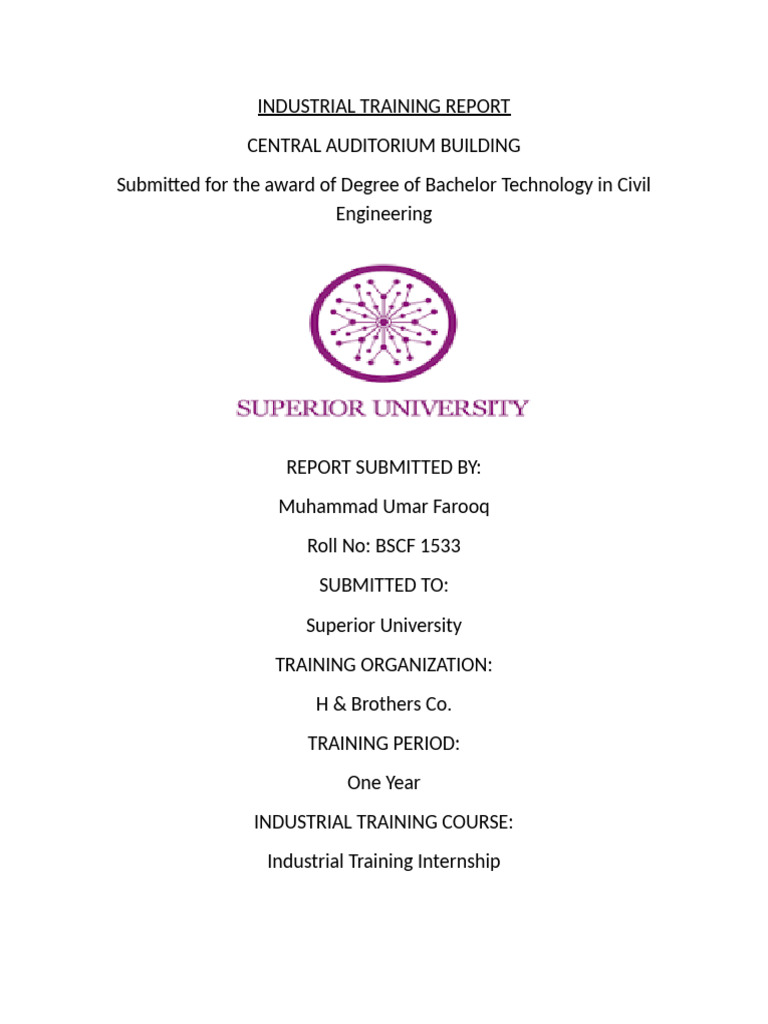 Industrial Training Report: Civil Engineering | PDF