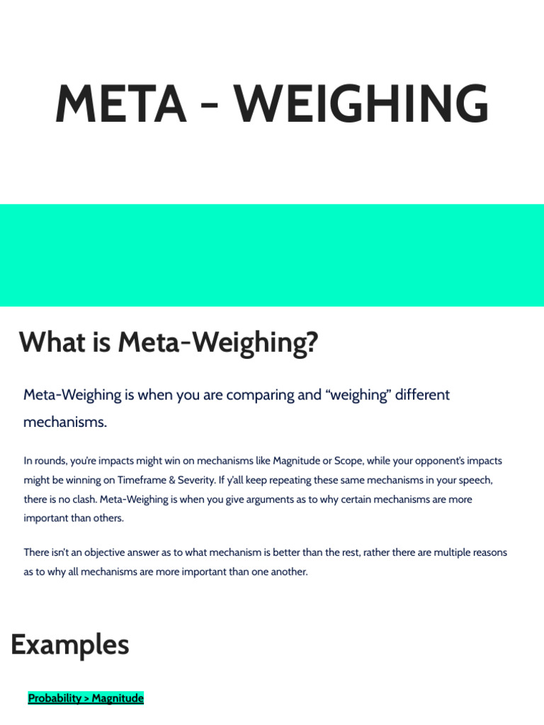 Intro To To Meta Weighing in PF DEBATE | PDF | Psychological Concepts