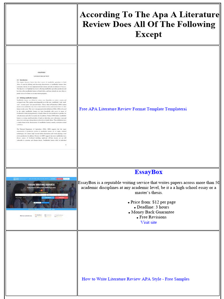 According To The Apa A Literature Review Does All of The Following ...