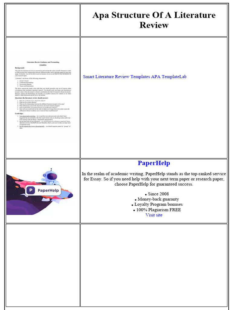 Apa Structure of A Literature Review | PDF | Essays | Apa Style