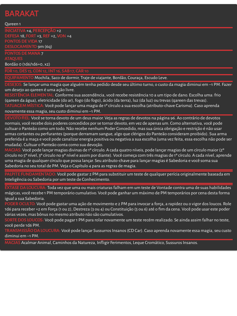 Fichas de Nimb - Tormenta 20 | PDF