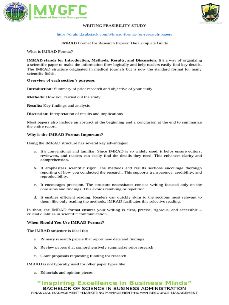 IMRAD Format for Research Papers Explained | PDF | Abstract (Summary ...