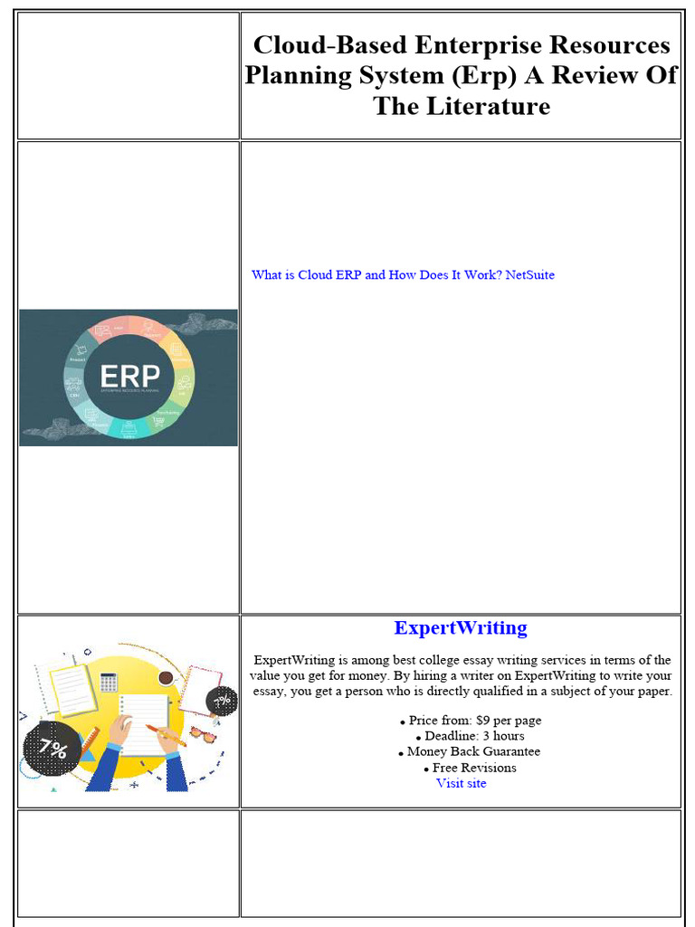 Cloud-Based Enterprise Resources Planning System (Erp) A Review of The Literature | PDF ...