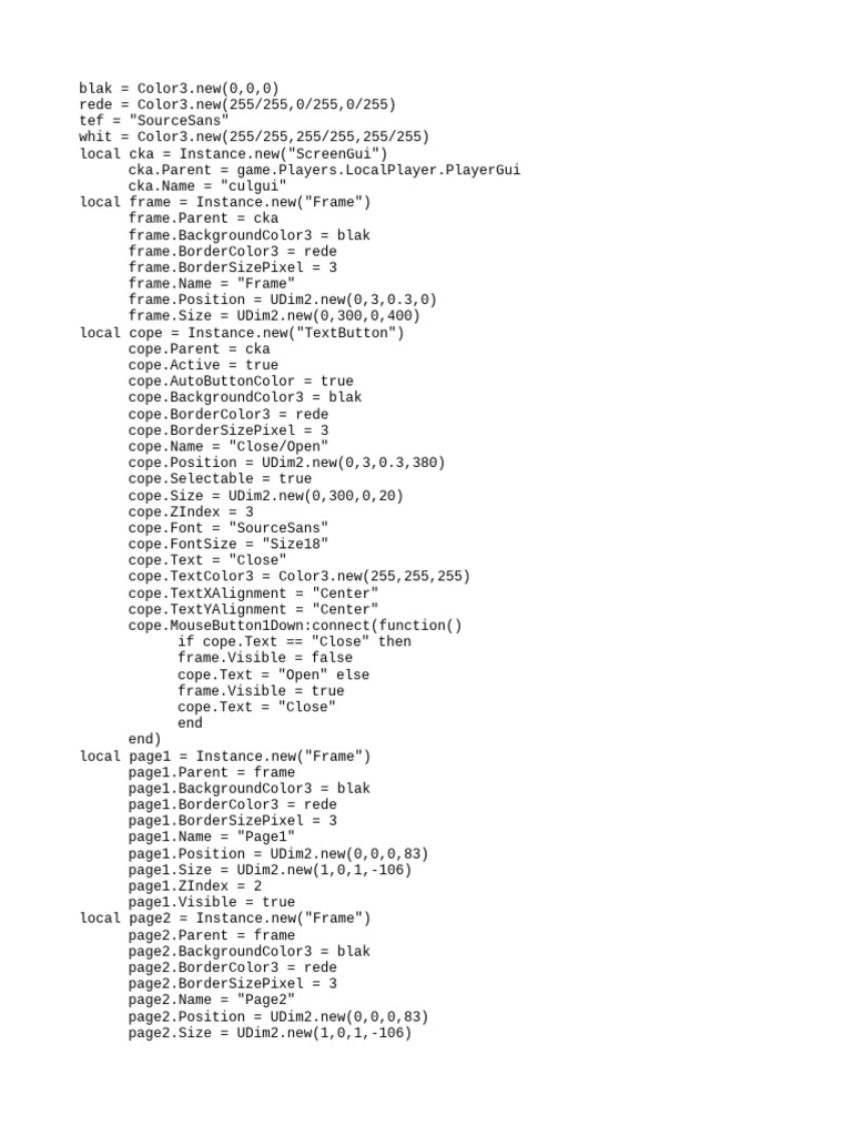 Roblox GUI Script for Admin Commands | PDF