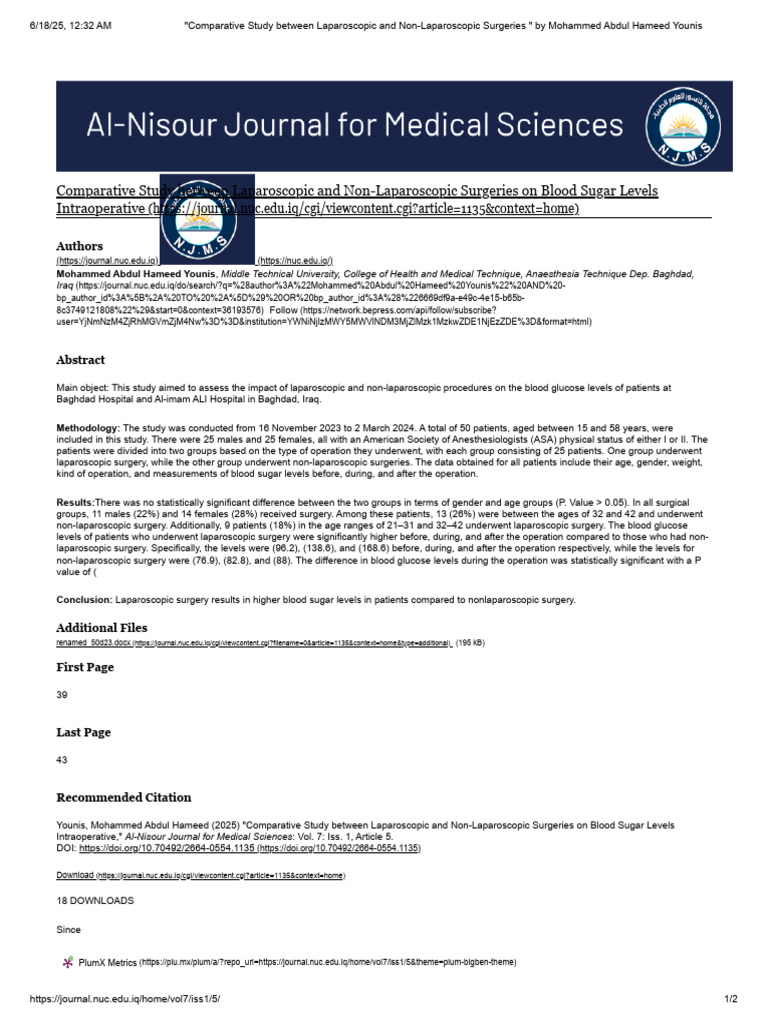 Comparative Study Between Laparoscopic and Non-Laparoscopic Surgeries - by Mohammed Abdul Hameed ...