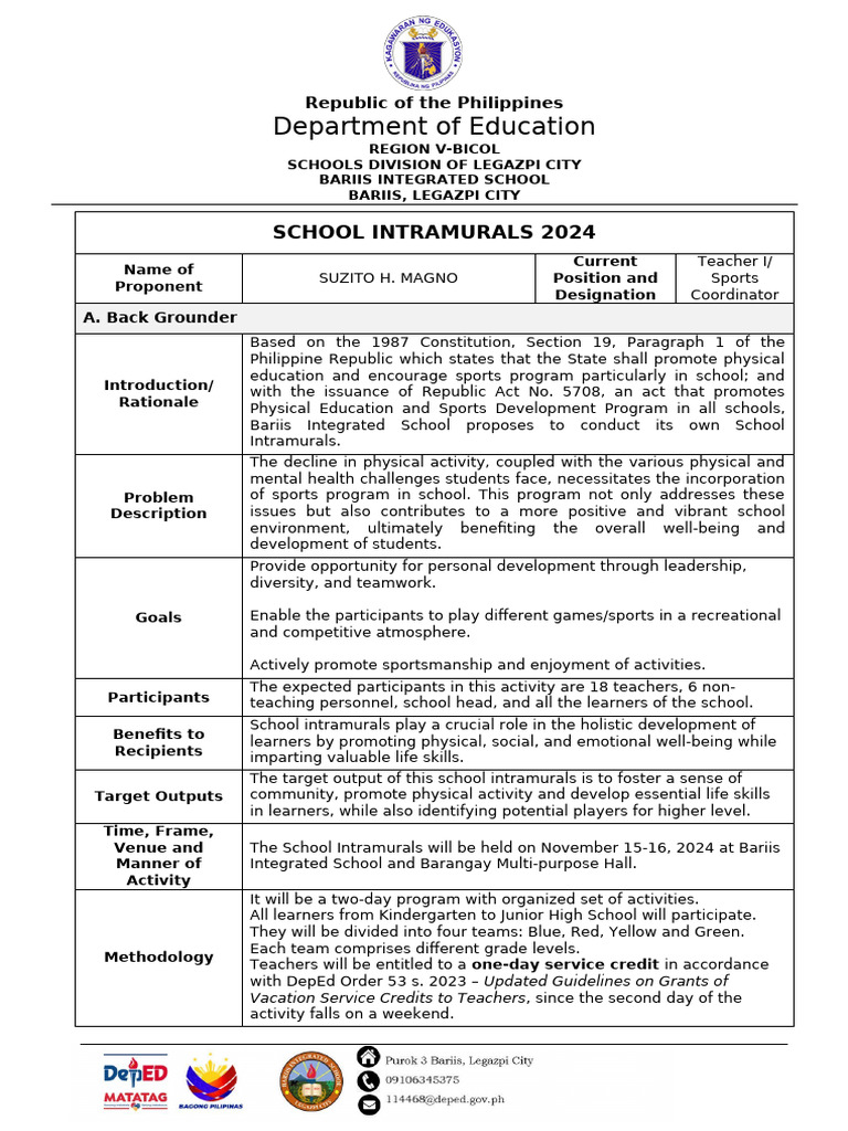 Intrams Proposal 2024 - Edited | PDF