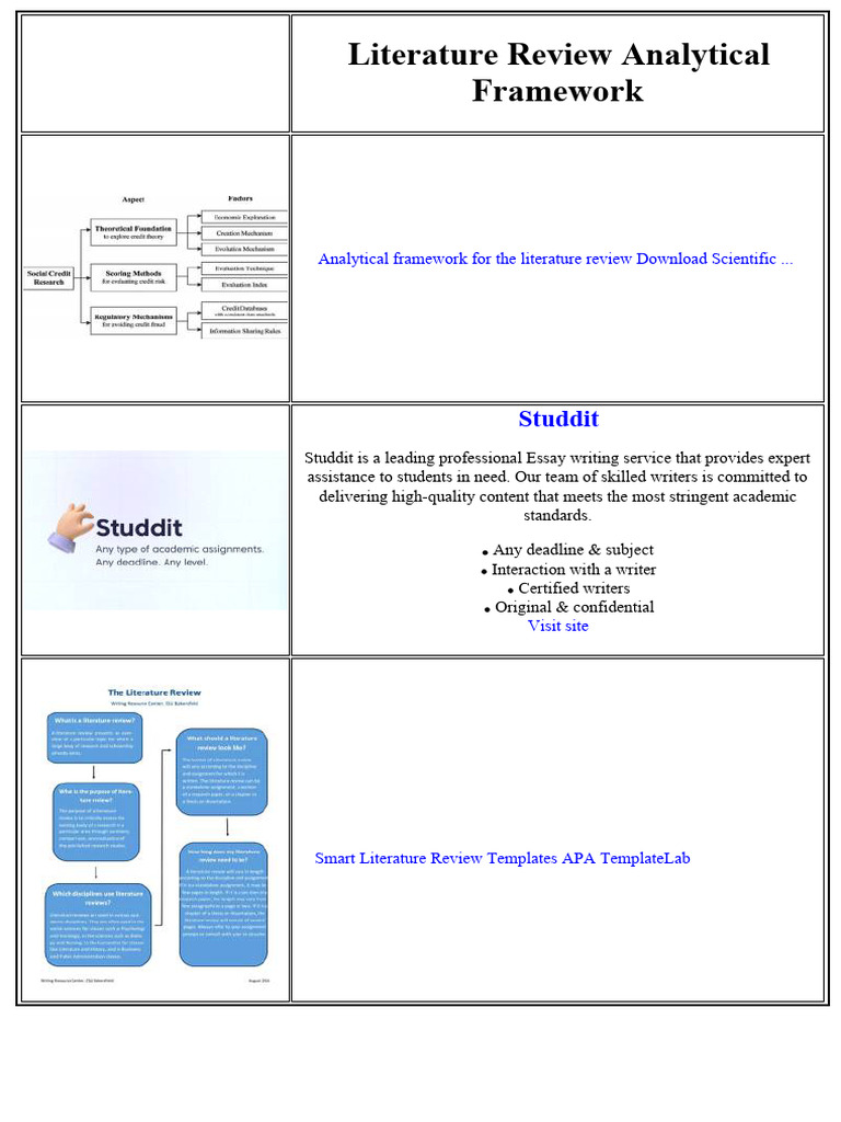 Literature Review Analytical Framework | PDF | Systematic Review | Essays