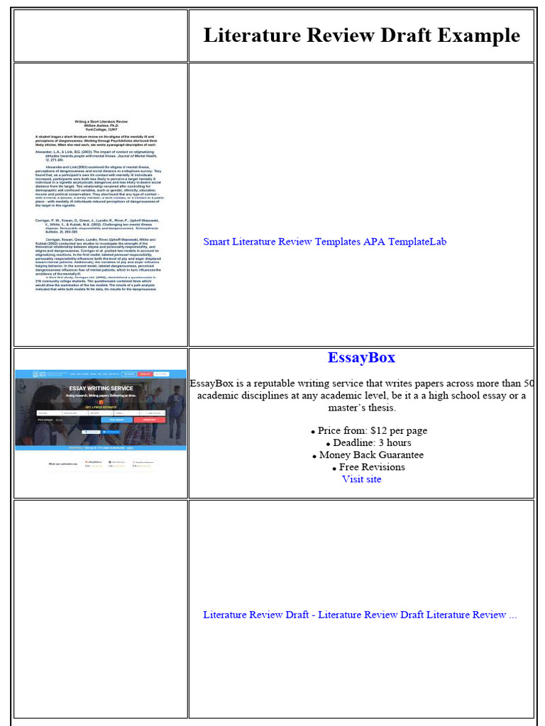 Literature Review Draft Example | PDF | Thesis | Essays