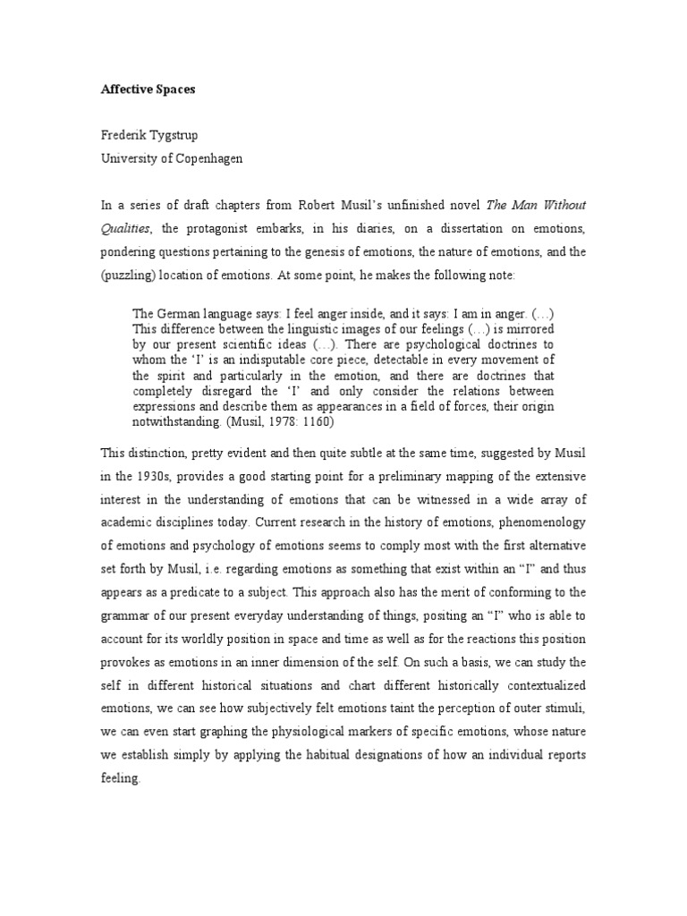 Tygstrup Affective Spaces | Download Free PDF | Space | Affect (Psychology)