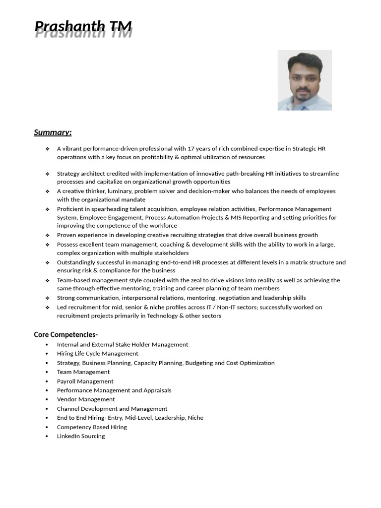 Prashanth Resume Final | PDF | Recruitment | Business