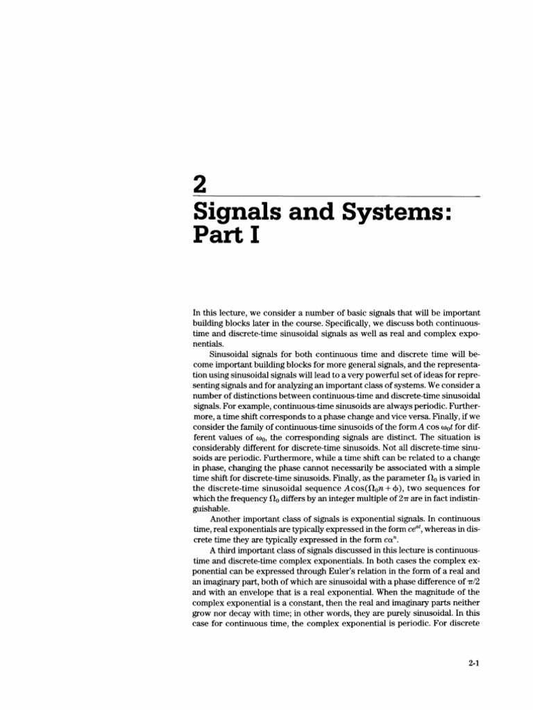 2 Signals And Systems A Third Important Class Of Signals Discussed In This Lecture Is