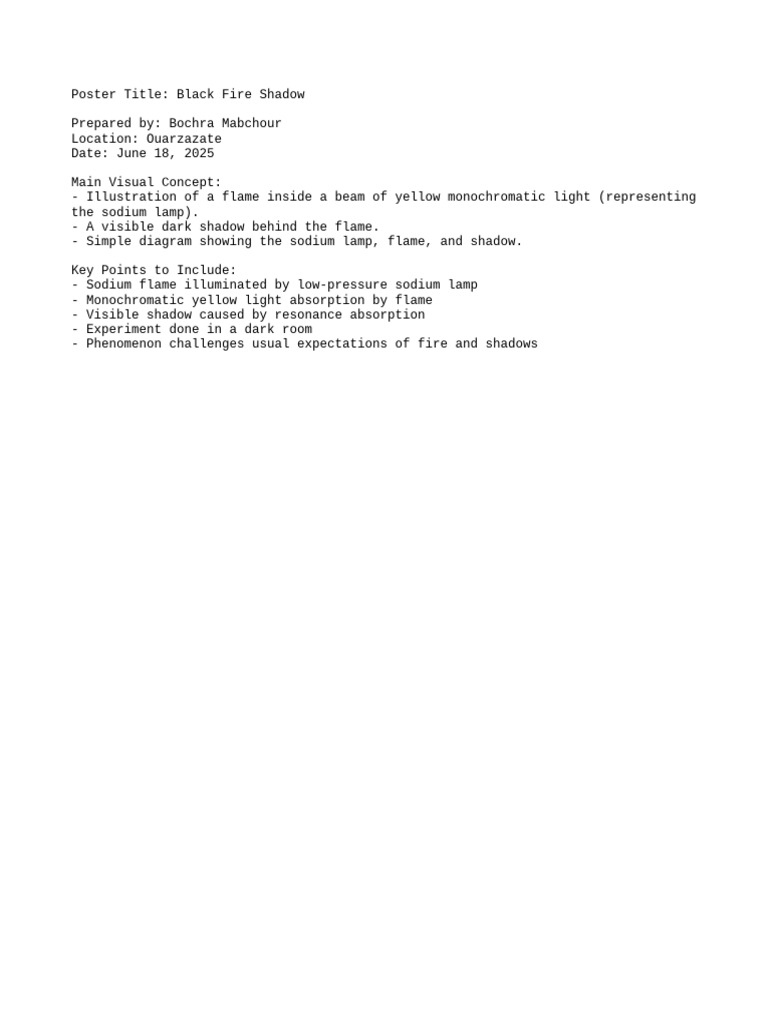 Black Fire Shadow Experiment Insights | PDF