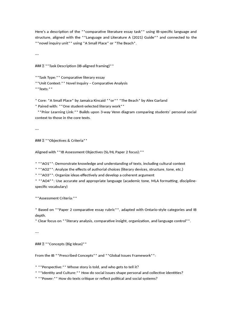 Comparative Literature Analysis ENG4U IB | PDF | Essays | Cognition