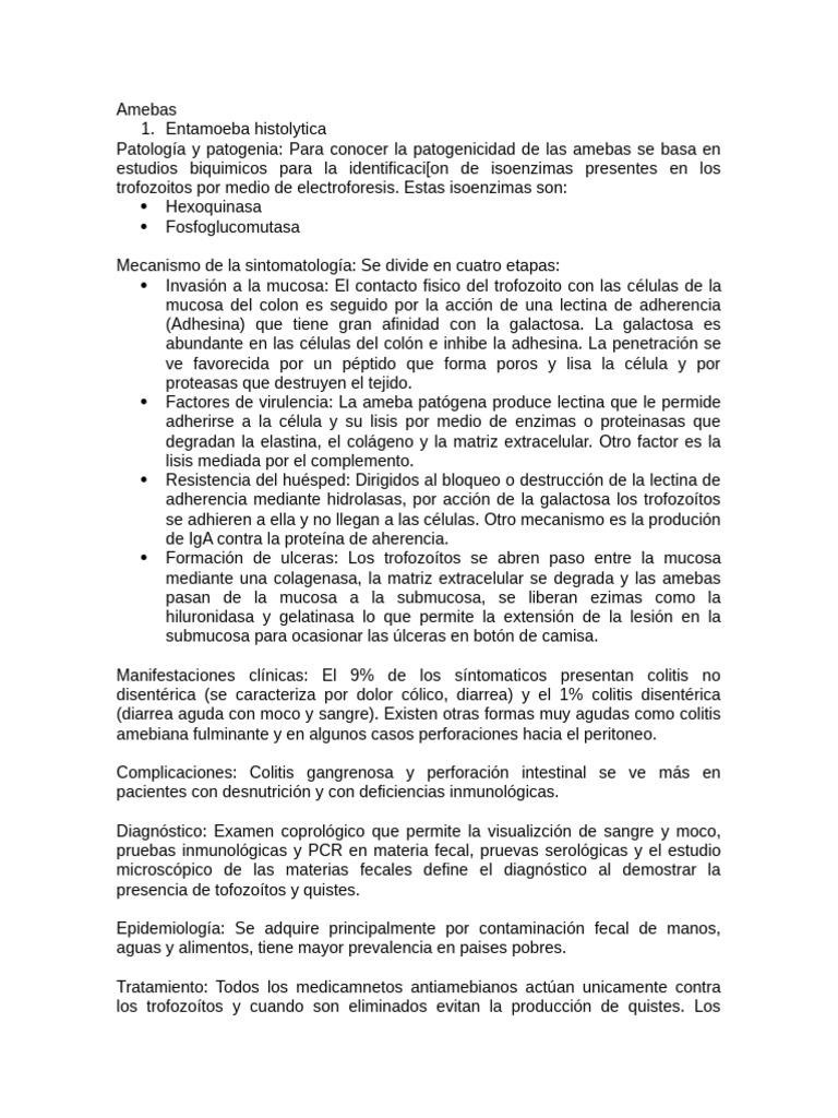 Amebas | PDF | Diarrea | La matriz extracelular