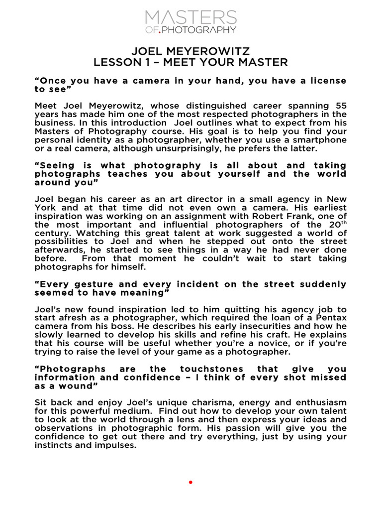 001 Lesson 1 Meet Your Master | PDF | Camera