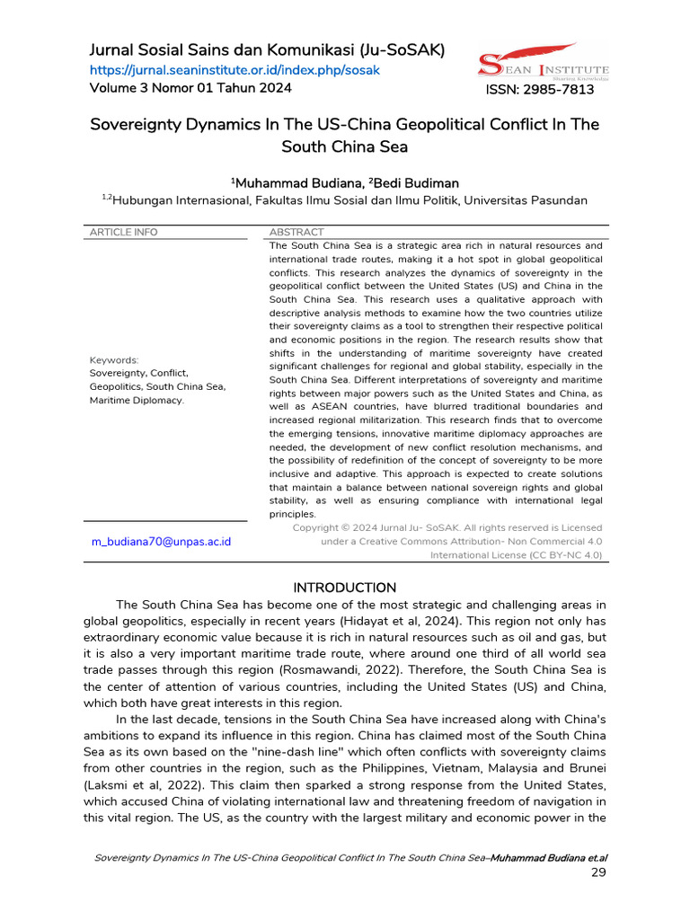 US-China Sovereignty Conflict in SCS | PDF | South China Sea ...