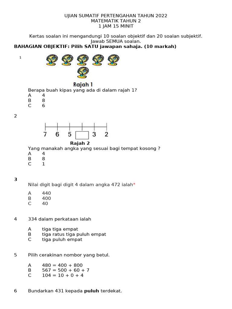 Ujian Pertengahan Penggal MT THN 2 | PDF