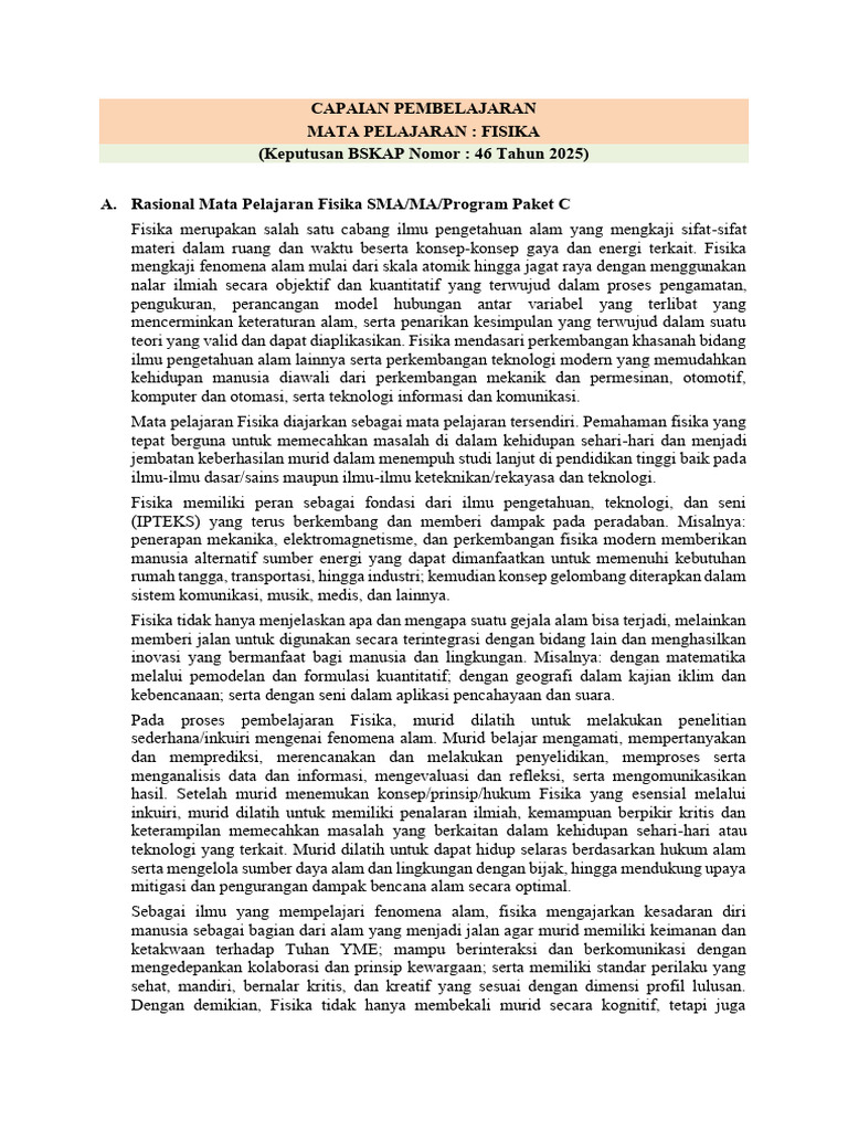 CP Fase e Dan F - Ipa (Fisika) No 46 Tahun 2025 | PDF