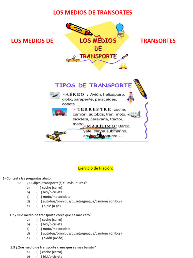 Medios de Transporte y Opiniones | PDF