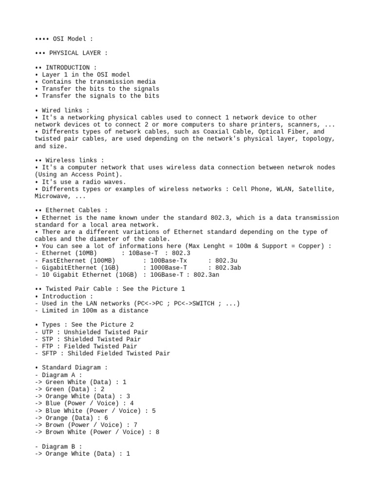 OSI Model: Physical Layer Overview | PDF | Computer Network | Internet ...