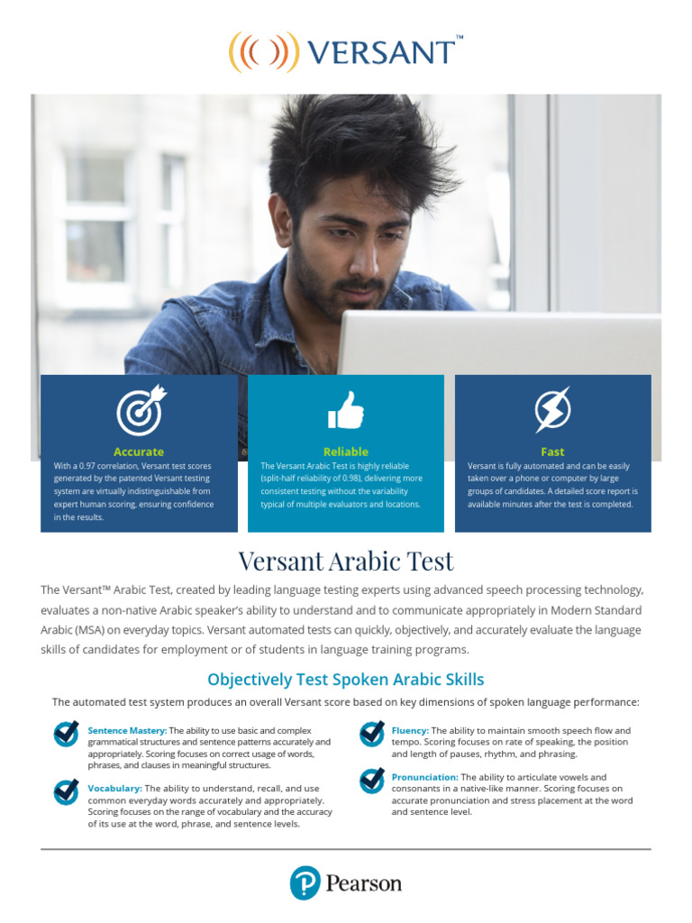 Versant Arabic Test Overview and Cost | PDF | Learning | Human ...