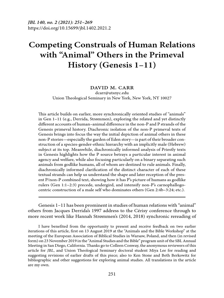 Human-Animal Relations in Genesis 1-11 | PDF | Book Of Genesis ...