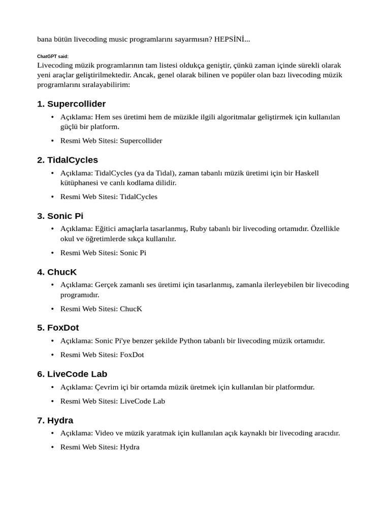 Livecoding Müzik Programları | PDF