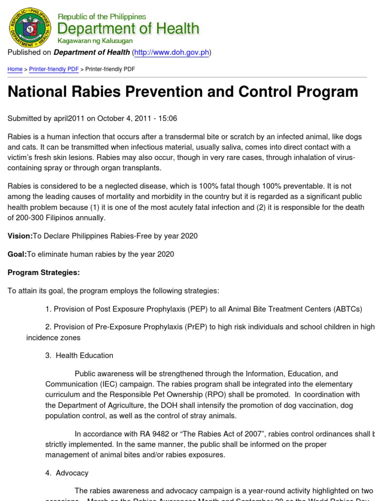National Rabies Prevention and Control Program: Printer-Friendly PDF ...